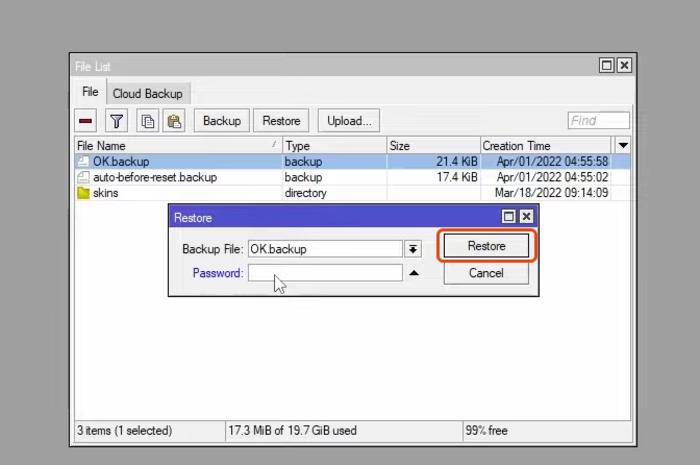 How To Create Backup Mikrotik Configuration And Restore Via Winbox